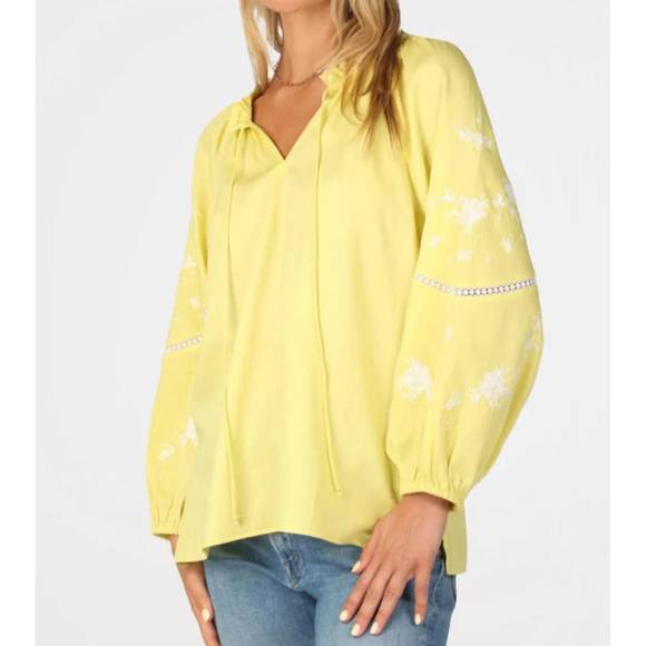 dylan | Tops | New Dylan Embroidered Blouse In Lemon | Poshmark